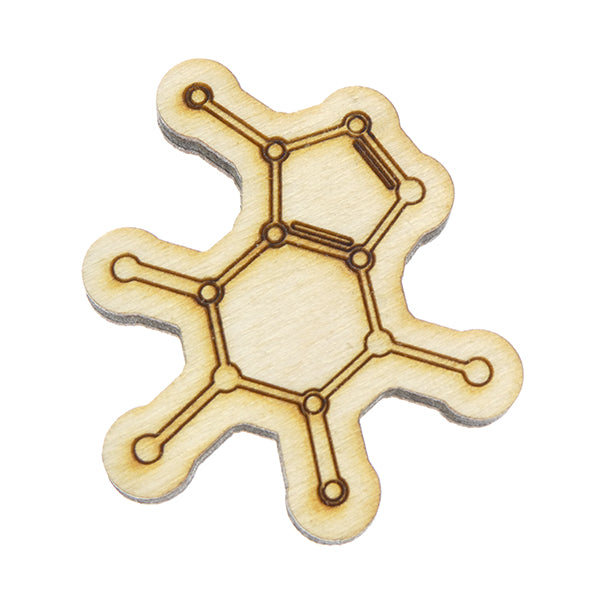 Caffeine Molecule Wooden Pin – Present Indicative
