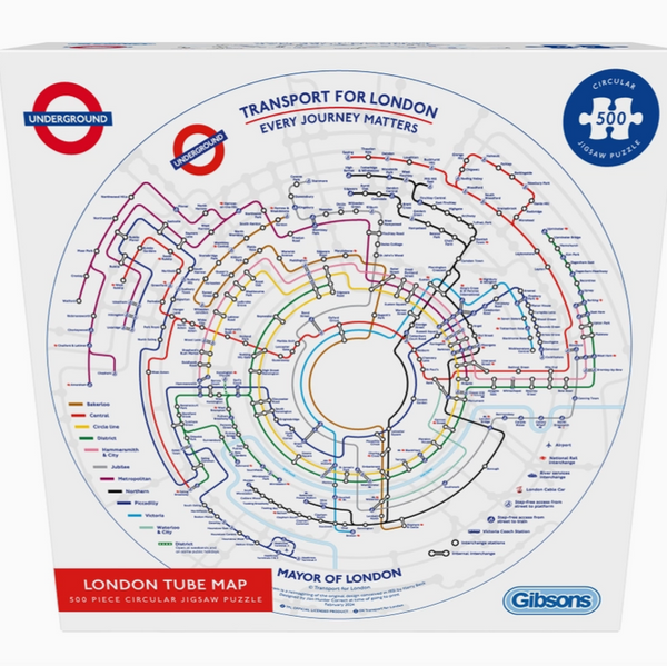 TfL London Underground Map 500-Piece Circular Puzzle – Present Indicative