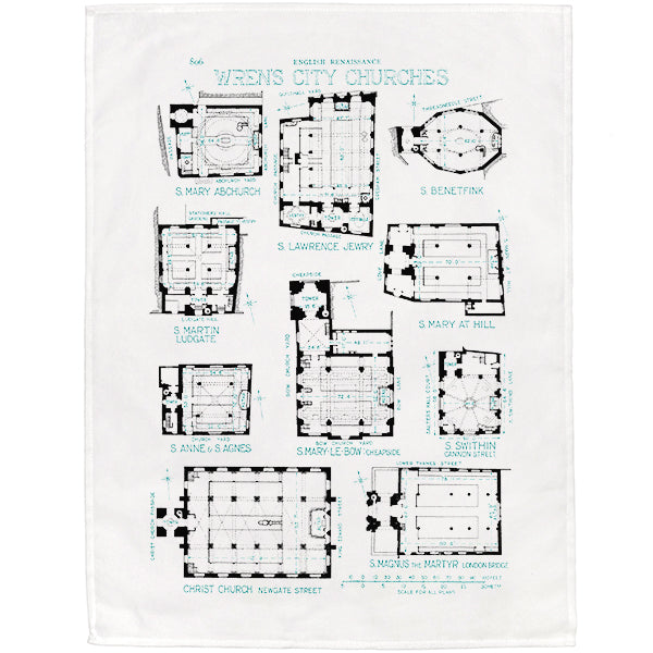 Wren's City Churches Tea Towel - Present Indicative